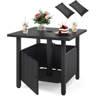Costway table avec trou pour parasol ext&eacute;rieure c&ocirc;t&eacute; terrasse support base petit bout de table bord de piscine ajustable caf&eacute; terrasse piscine caf&eacute; ext&eacute;rieu