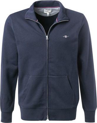 GANT Herren Sweatjacke blau Baumwolle unifarben