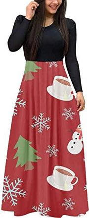 Generic Robe amincissante &agrave; manches longues pour femme - Imprim&eacute; de No&euml;l, Rouge, M