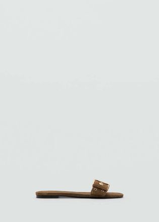 Mango Sandales cuir boucle sable - Femme - 35 - MANGO