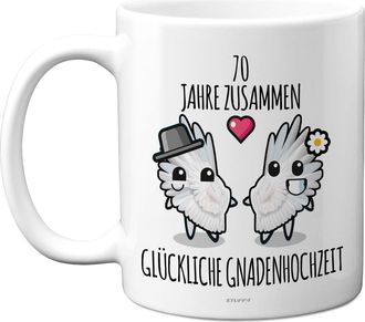 Stuff4 70. Hochzeitstag Jahrestag Jubil&auml;umsgeschenke - 70 Jahre Zusammen Gnaden Hochzeit - Hochzeitstag Tasse f&uuml;r M&auml;nner Frauen, 325 ml Premium-Keramiktasse,