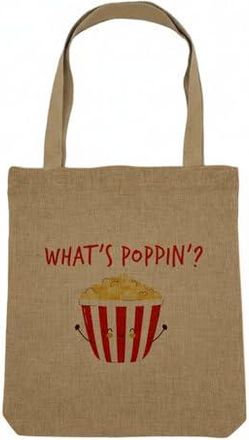 Fabulous Sac Shopping Tote Bag Aspect Lin - Whats Poppin? Pun Food Street Food Snack Popcorn - Sac de Courses Toile Epaisse 360g Beige Naturel Cabas Port&eacute; Epau
