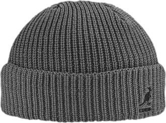 Kangol Cardinal 2 Way Beanie Dockermütze Strickmütze Wintermütze Damen/Herren - mit Umschlag, Docker Winter Herbst-Winter - One Size grau