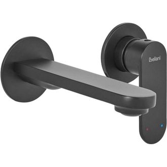 Beliani Beliani - Wandmontierte Waschtischarmatur Schwarz aus Messing Einhebelmischer Mischbatterie Wandmontage Wandarmatur Waschbecken Badezimmer
