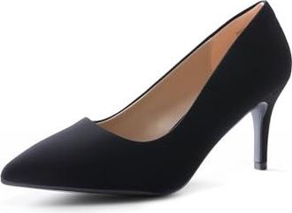Dream Pairs Escarpins Femme Talon Haut 7,5cm Pointu Stiletto Élégants à Enfiler Confortables Mode Urbain Chic pour Bureau Soirée et Quotidien,Size 38.5,Noir-Nubuc