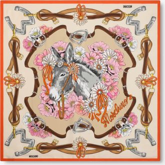 Moschino Foulard en soie imprim&eacute; - Rose