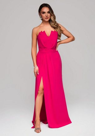 Ombre Abendkleid Tr&auml;gerloses Abendkleid mit Schlitz