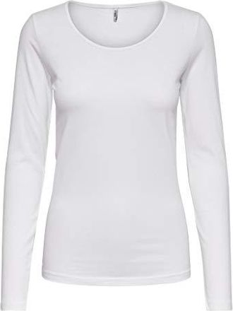 Only Only Femme Onllive Love Life L/s Oneck Top Noos JRS T-Shirt Not Applicable, Blanc, S