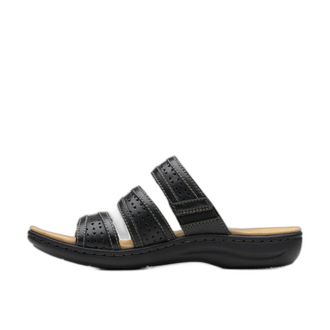 Clarks Lässige Damen-Sandalen, Schwarz Leder, 7.5 Wide