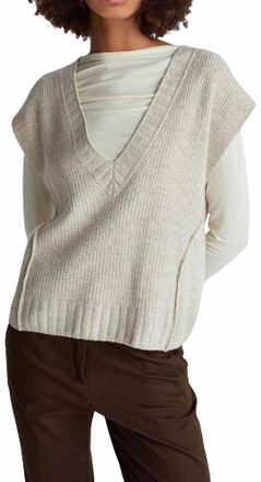 Benetton Damen Maglia Scollo V S/M 126wd4033 Herren Weste, beige, M