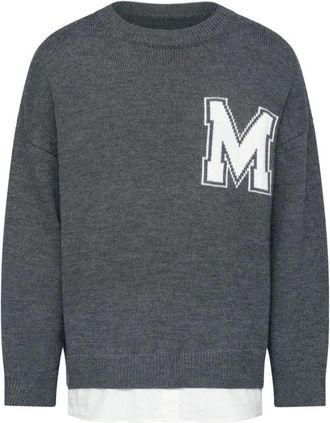 Maison Margiela Homme, Pulls, Gris, Taille: L Logo Sweater