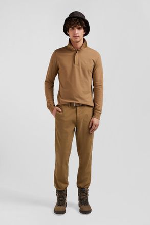 Eden Park Polo Manches Longues En Piqu&eacute; Coton Noisette Coupe Slim