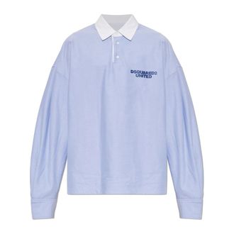 Dsquared2 Baumwoll-Poloshirt mit Print-Logo - - Tops - Herren - Blau - S