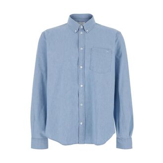 Maison Kitsun&eacute; Profile Fox Regular Shirt - - Shirts - Herren - Blau - XL