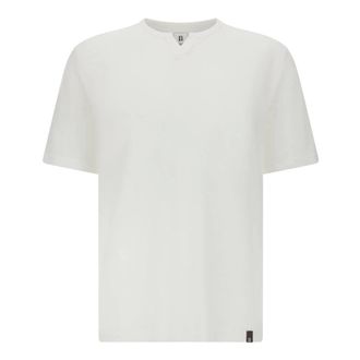 Boggi Milano Homme, Tops, Blanc, Taille: S T-shirt en jersey de lin extensible