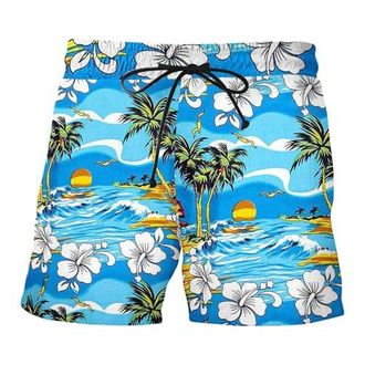 Generic Short de plage d&eacute;contract&eacute; confortable et ample &agrave; manches courtes pour homme - Coupe droite, bleu ciel, XXL