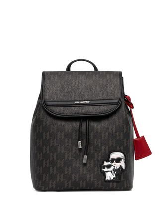 Karl Lagerfeld Monogramm-Rucksack mit Logo-Applikation - Braun