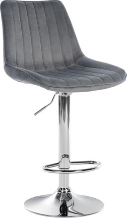 Clp Barhocker Toni Samt | Höhenverstellbarer Thekenhocker mit Rückenlehne | Barstuhl mit Metallgestell, Farbe:dunkelgrau, Gestell Farbe:Chrom