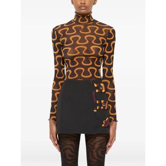 Pucci Onda Print High-neck Tulle Top