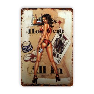 IUBBKI Kkkl04 Pin Up Girl Repair Car Garage Metallblechschilder, Reproduktion, Vintage-Wanddekoration, Retro-Kunst, Blechschild, lustige Dekorationen f&uuml;r Zuh