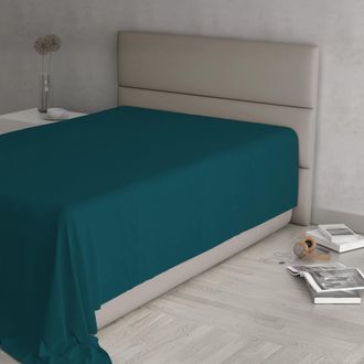 Italian Bed Linen Max Color Bettlaken, 100% Baumwolle, einfarbig, petrolgr&uuml;n, franz&ouml;sisches Bett 180 x 300 cm