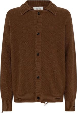 Laneus Homme, Pulls, Brun, Taille: L Maglia 100% Cotone
