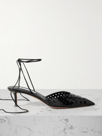 Aquazzura Amourose 50 Pumps Aus Lackleder Mit Cut-outs - Schwarz