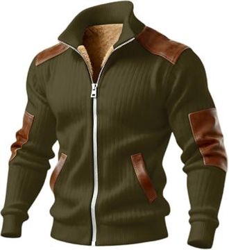 Generic Veste polaire vintage pour homme - Veste de pilote doubl&eacute;e chaude - Veste dhiver chaude - Veste de travail chaude - Col rabattu - Manteau polaire Sher