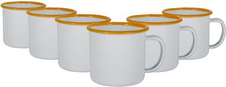 Argon Tableware Wei&szlig;er Emaille -Espresso -Tassen - 130ml - Gelb - 6. Packung