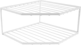 Garneck Doppellagiges Metall Eckregal Wei&szlig; 12cm Hoch K&uuml;chenarbeitsplatte Organizer f&uuml;r T&ouml;pfe Pfannen und Tellerst&auml;nder K&uuml;chen Eckaufbewahrung