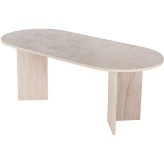 Habitat et Jardin Table &agrave; manger en bois Sabella 200 x 90 x 75 cm - Travertin