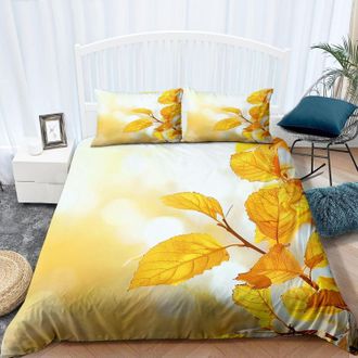 Generic Herbstbl&auml;tter Bettw&auml;sche 140x200 Herbst Bettw&auml;sche Set, 3D Bettbezug Set Weich Microfaser Bettbez&uuml;ge 3 Teilig Ahornblatt Wendebettw&auml;sche f&uuml;r Kinder Er