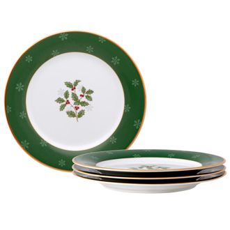 Noritake Holly and Berry Gold Akzentteller, 22,9 cm, 4 St&uuml;ck