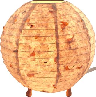 Guru Shop Coronada Round Reispapier Tischlampe Flower, Beige, 33x35x35 cm