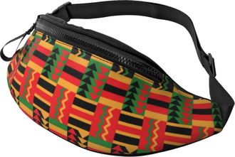 Generic H&uuml;fttaschen Mode Taillentasche Kente-Muster Streifen Dreiecke Atmungsaktiv G&uuml;rteltasche F&uuml;r Sport Wandern Damen 14X35Cm