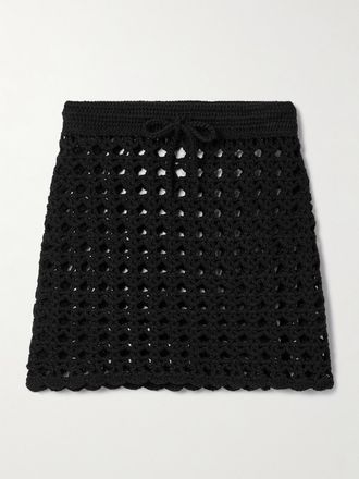 Suzie Kondi Mini-jupe En Coton À Mailles Ajourées Crete - Noir