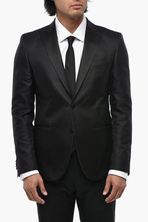 Corneliani CODE Blazer aus Seidenjacquard mit spitzem Satinrevers Corneliani