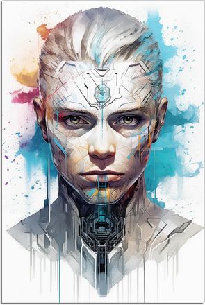 Wallario Glasbild Der Digitale Blick - 60 x 90 cm Wandbilder Glas in Premium-Qualität: Brillante Farben, freischwebende Optik