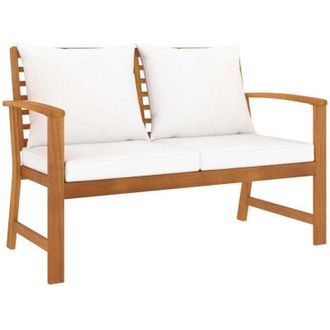 vidaXL Vidaxl - Banc de jardin avec coussin cr&egrave;me 120 cm Bois solide dacacia