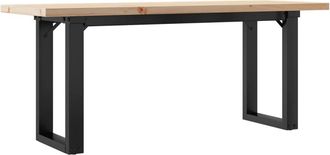 Generic Esstisch mit Naturholzplatte und Schwarzem Metallrahmen, Quadratischer K&uuml;chentisch Im Industriestil, Anwendbar f&uuml;r Kleine R&auml;ume, Fr&uuml;hst&uuml;cksecken und E