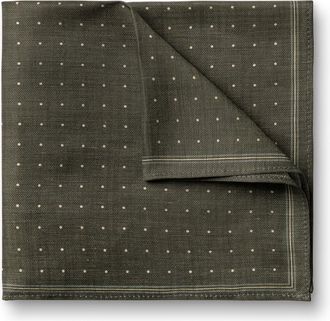 CHARLES TYRWHITT Einstecktuch aus Leinen-Seide-Mix mit Punkten - Olivgr&uuml;n
