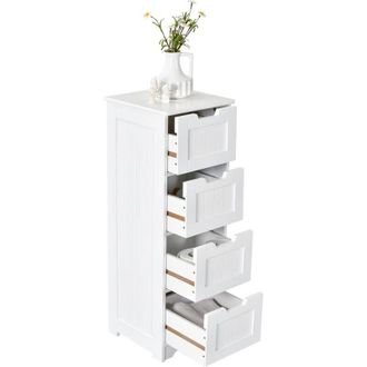 Costway Badezimmerschrank mit 4 Schubladen, Badkommode freistehend, Bad Midischrank Badschrank, Beistellschrank f&uuml;r Badezimmer Wohnzimmer B&uuml;ro, 30 x