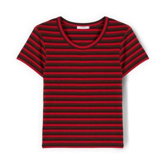 Motivi Gestreiftes T-Shirt aus Lurex-Jersey - - Tops - Damen - Rot - L