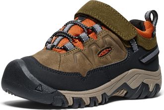 Keen Unisex-Child Targhee 4 Low Waterproof Hiking Shoes, Dark Olive/Gold Flame, 32/33