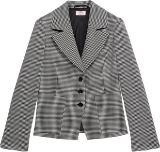Oltre Femme, Vestes, Gris, Taille: 46 FR Blazer Pied-de-poule en Maille Milano