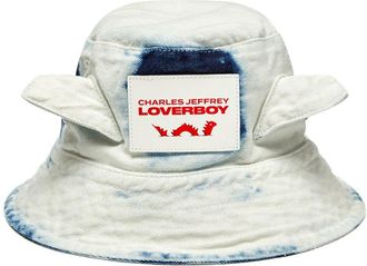 Charles Jeffrey Loverboy Jeans-Fischerhut mit Ohrenklappen - Weiß