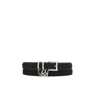 Kazar Schwarzer G&uuml;rtel mit Naturhaar - - Accessories - Damen - Schwarzk - 110 CM