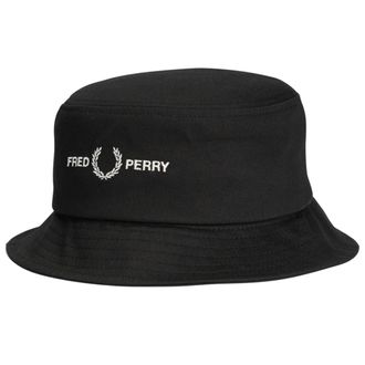 Fred Perry Schwarzer Fischerhut mit Markenlogo von Fred Perry