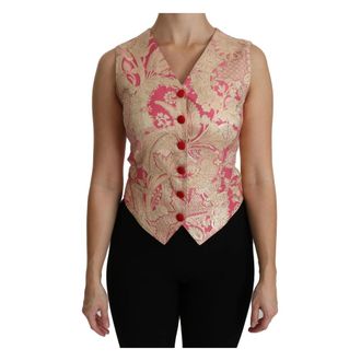 Dolce & Gabbana &Auml;rmellose Weste mit V-Ausschnitt - - Jackets - Damen - Rosa - XS