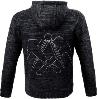 Job Strickjacke Dachdecker-Hoodie-Strickjacke mit Fellfutter schieferschwarz Fellfutter